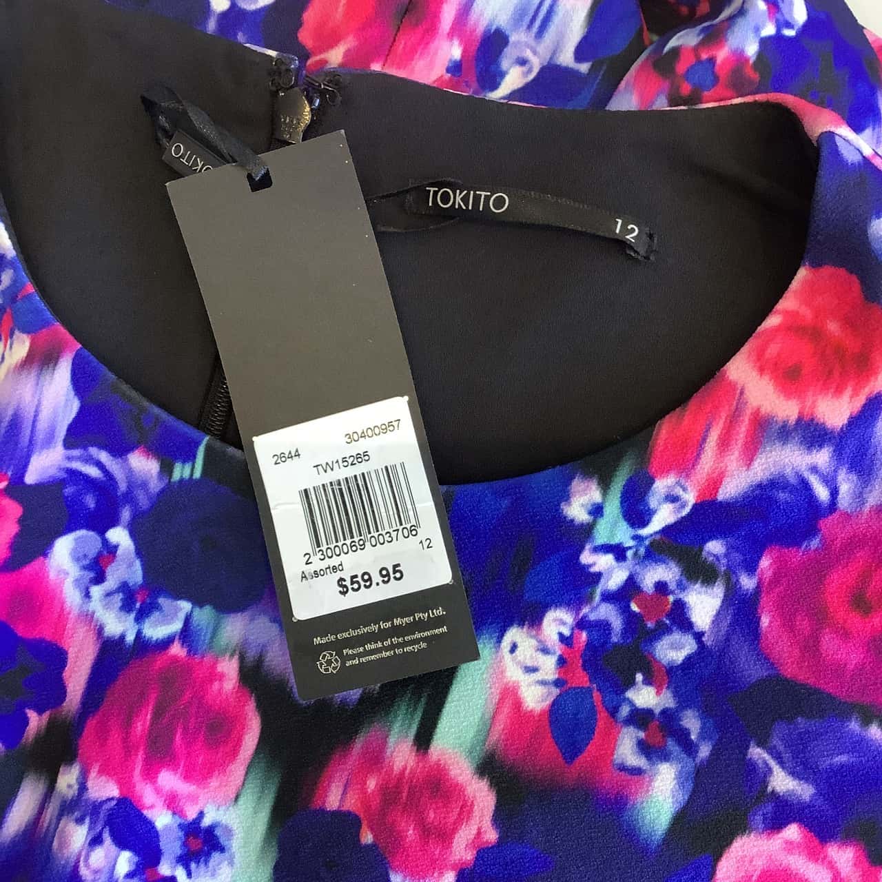 BNWT Tokito Women's Size 12 Sleeveless Blouse Floral (s)
