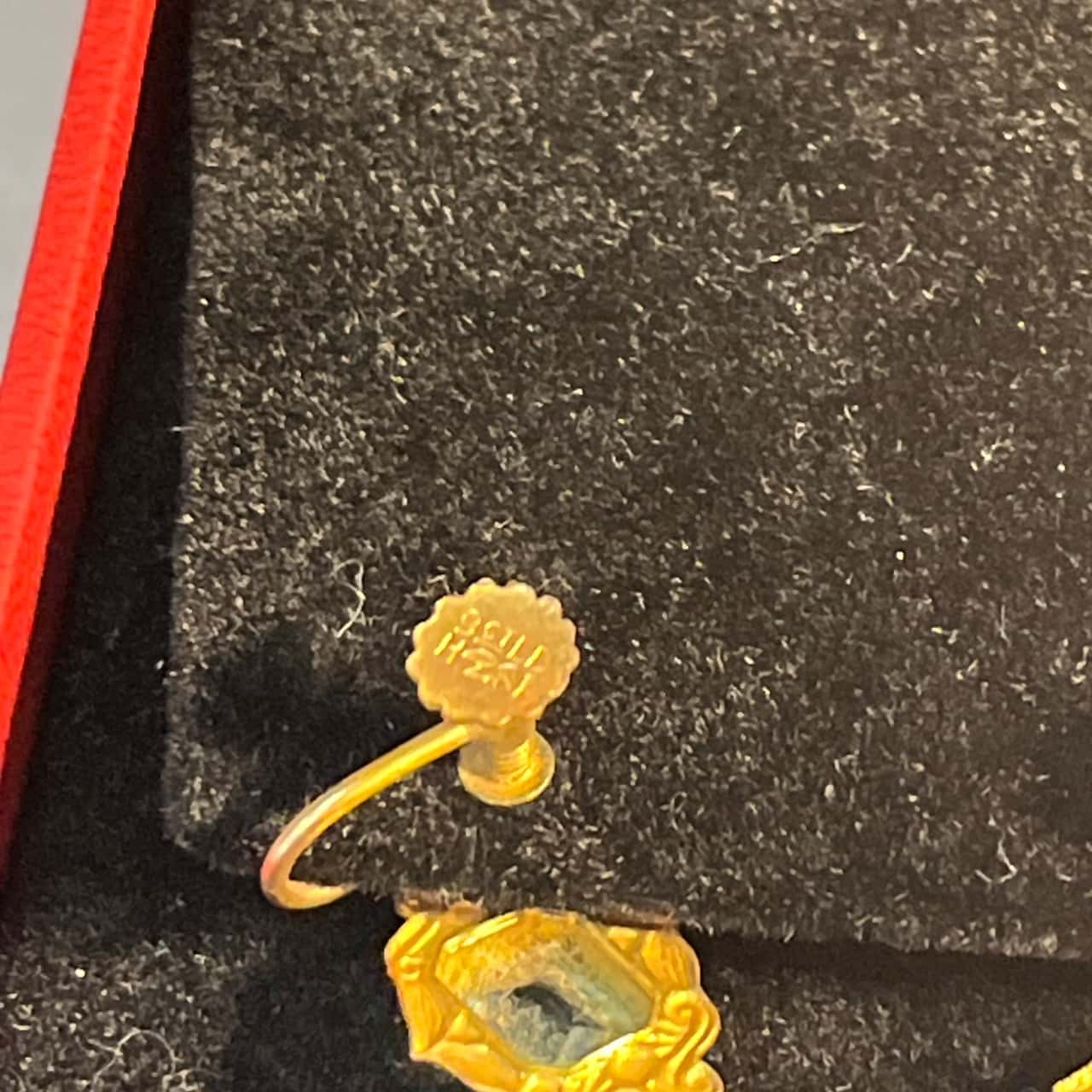 9ct LD Stamped Vintage Screw Earrings With Blue Stone(s)