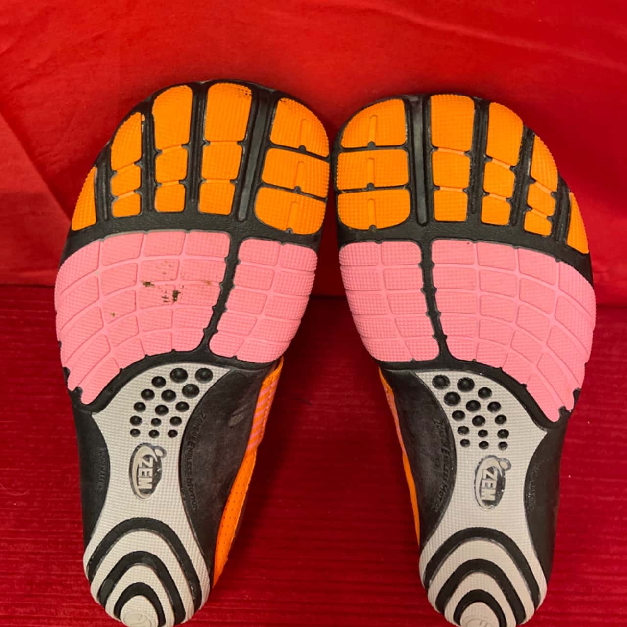 Womens Zem Orange / Silver Velcro Closure Barefoot Shoes size Euro 40.5 ...