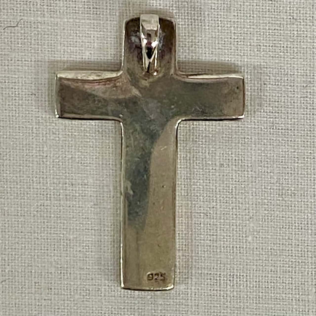 926 Silver Cross with Aqua Stone 3.5cm x 2.5cm(s)