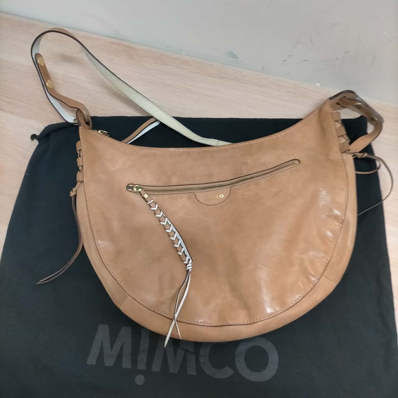 Mimco Large Beige Leather Handbag GUC(s)