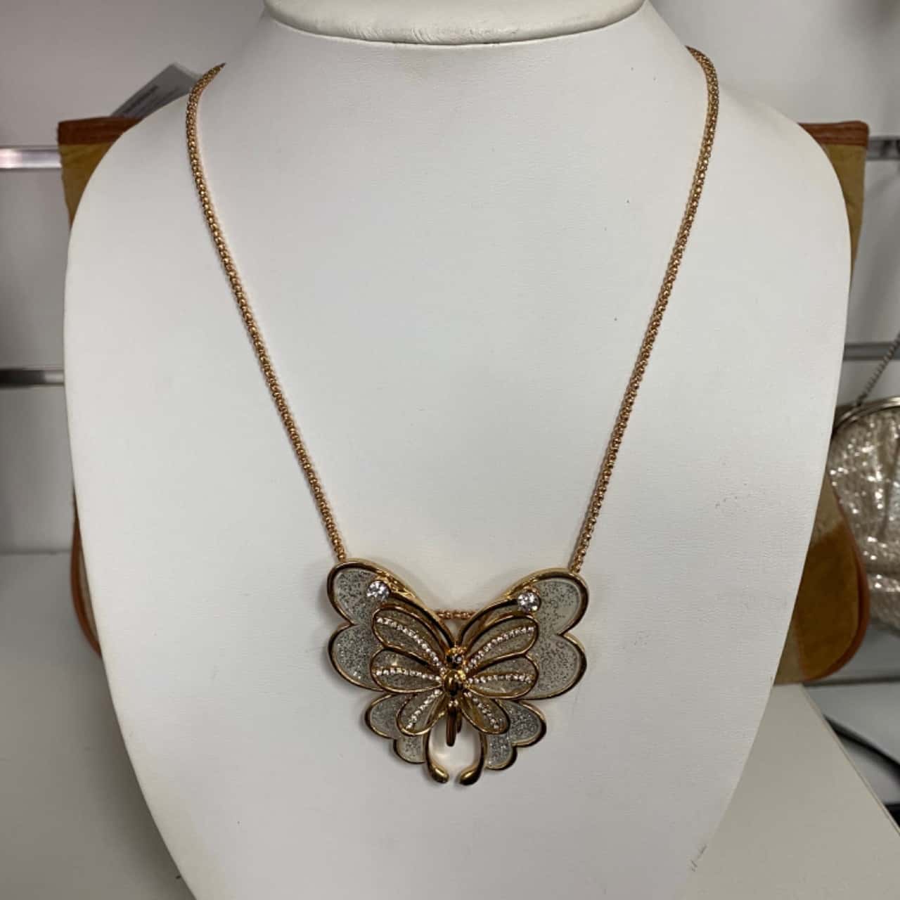 Womens Necklace Gold Butterfly on chain 33cm(s)