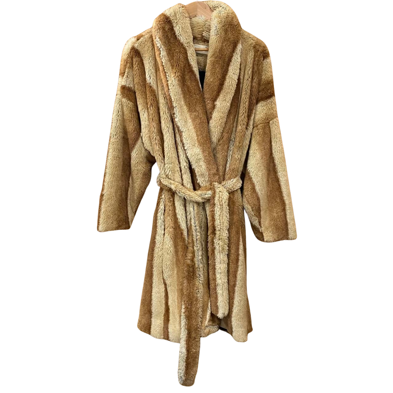 Peter Alexander Brown Striped Faux-Fur Robe Size M/L(s)