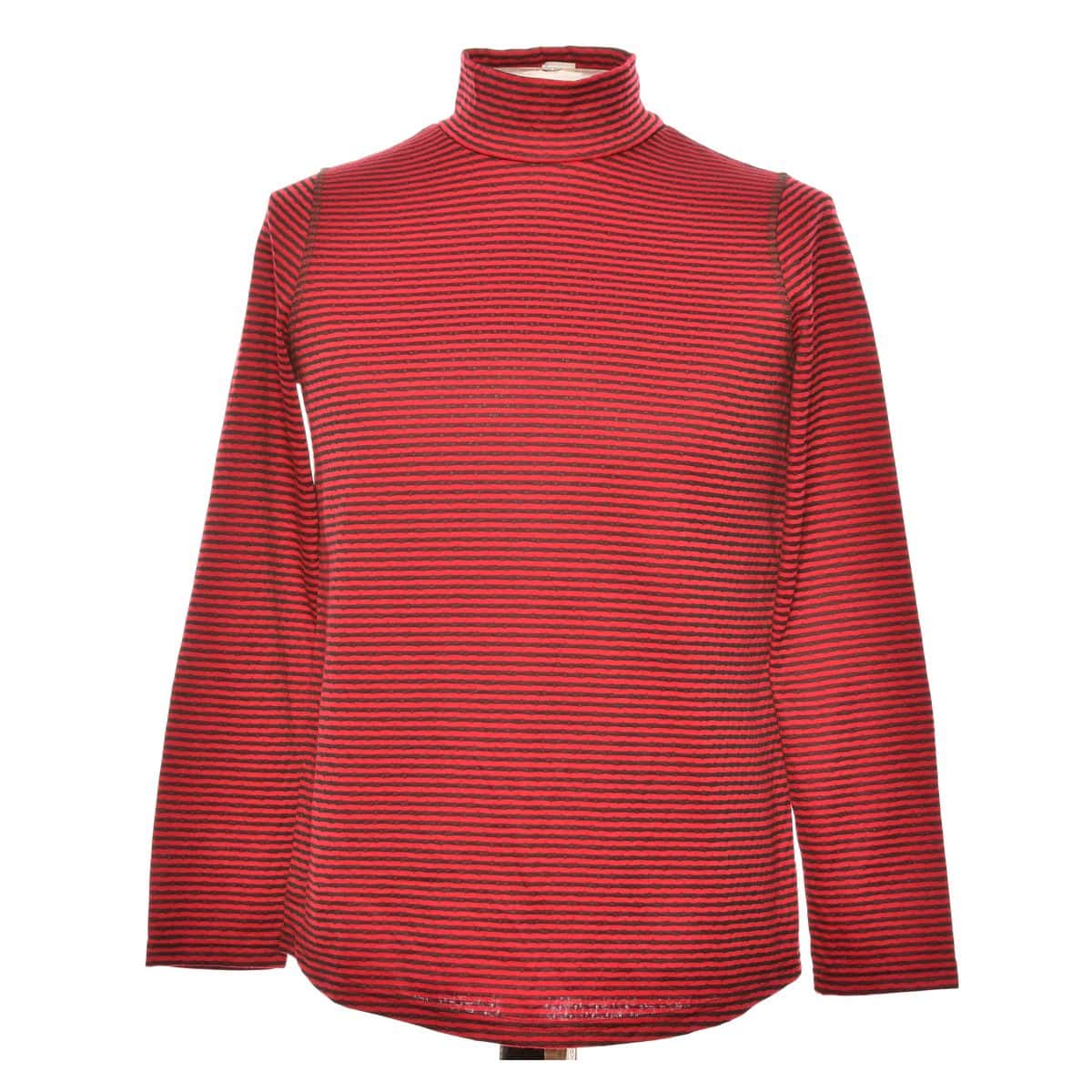 Chico’s Womens Size M Striped Red & Black Skivvy Top (s)