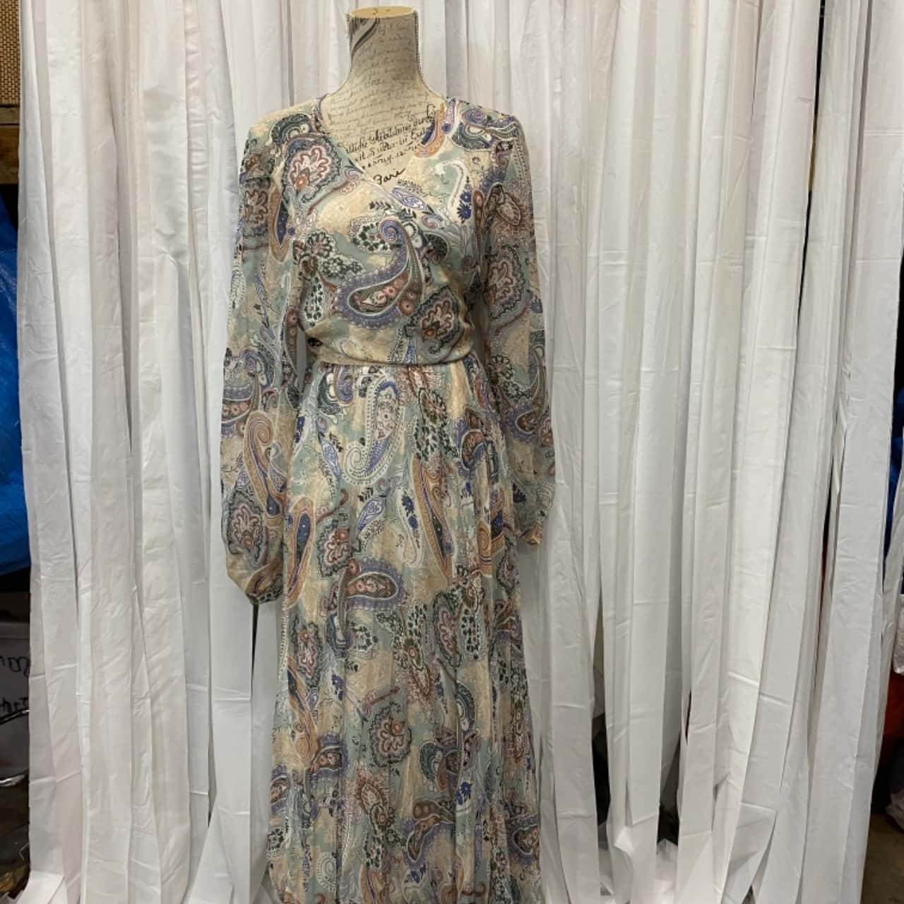 Atmos&Here Womens Size 18 Wrap Dress Blue / Brown / Green / Pattern (s)