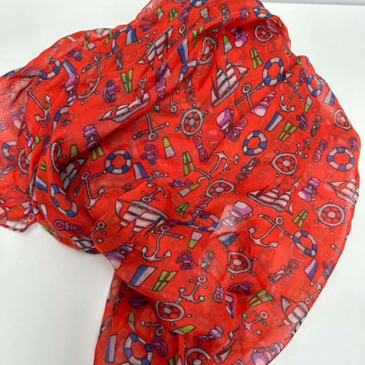 Womens Red pattern scarf - sailing