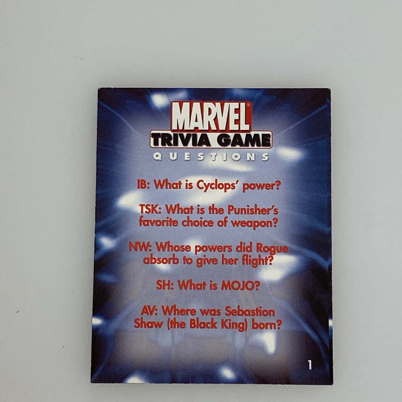 Marvel Trivia Game Cards & Marvel Cards