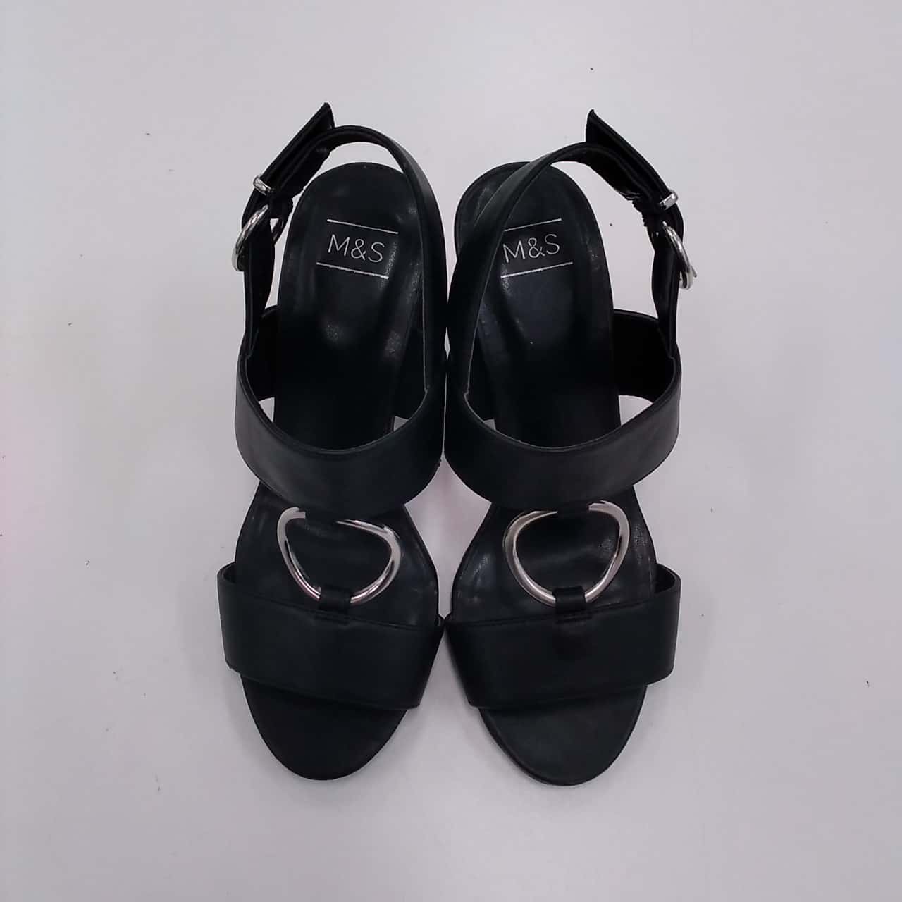 MARKS & SPENCERS Womens AU 5 Black Insolia Heels (863)(s)
