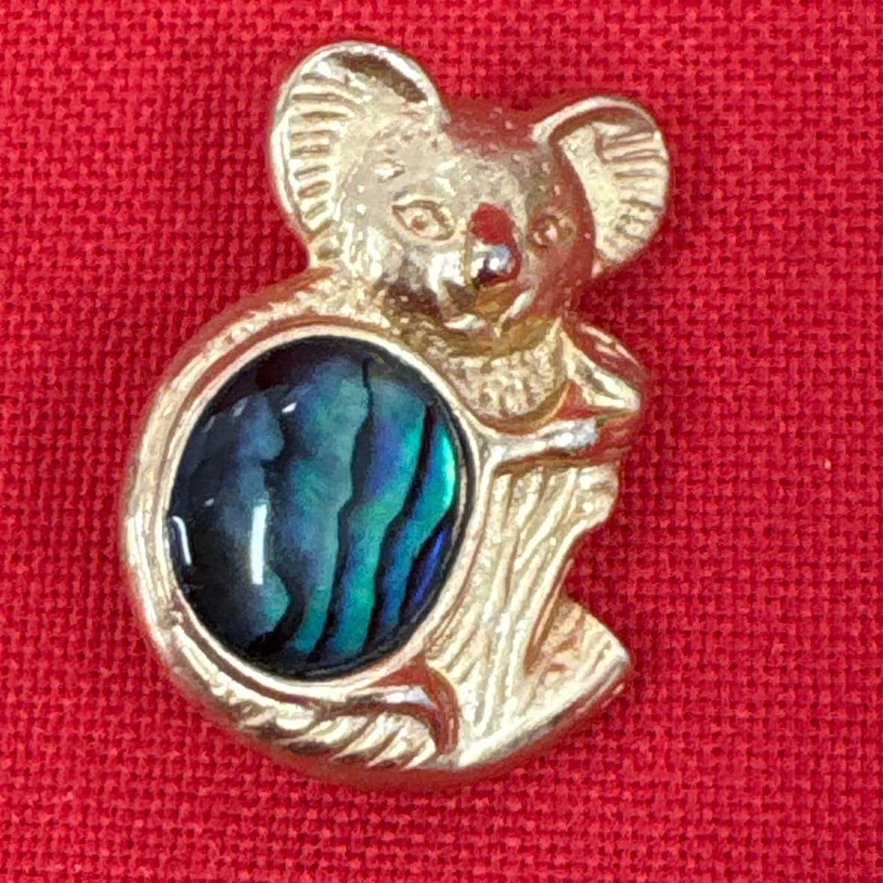 Women's Gold Tone Koala Brooch Featuring Abalone Shell Inlay
