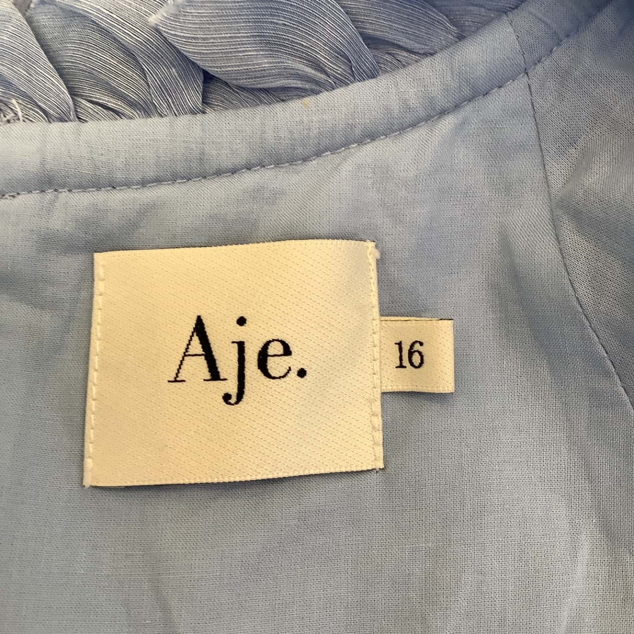 AJE Womens AUS 12 Label Size16, Silk and Linen Midi Dress Blue (s)