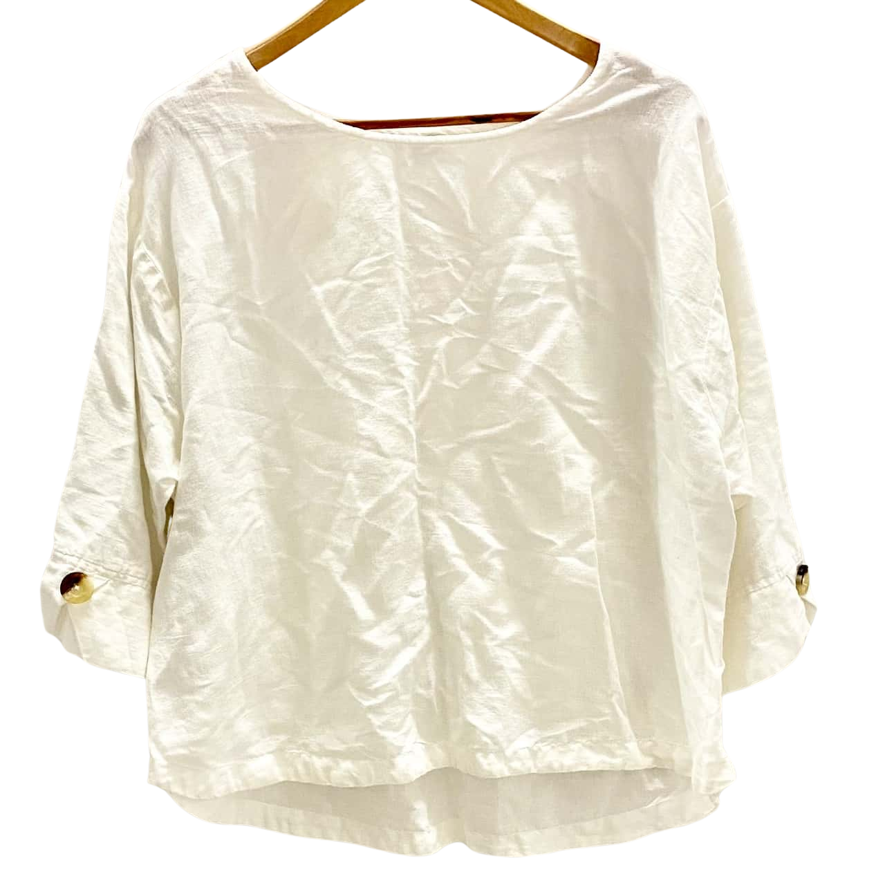 Monsoon Linen Blend Size L 3/4 Sleeve Top(s)