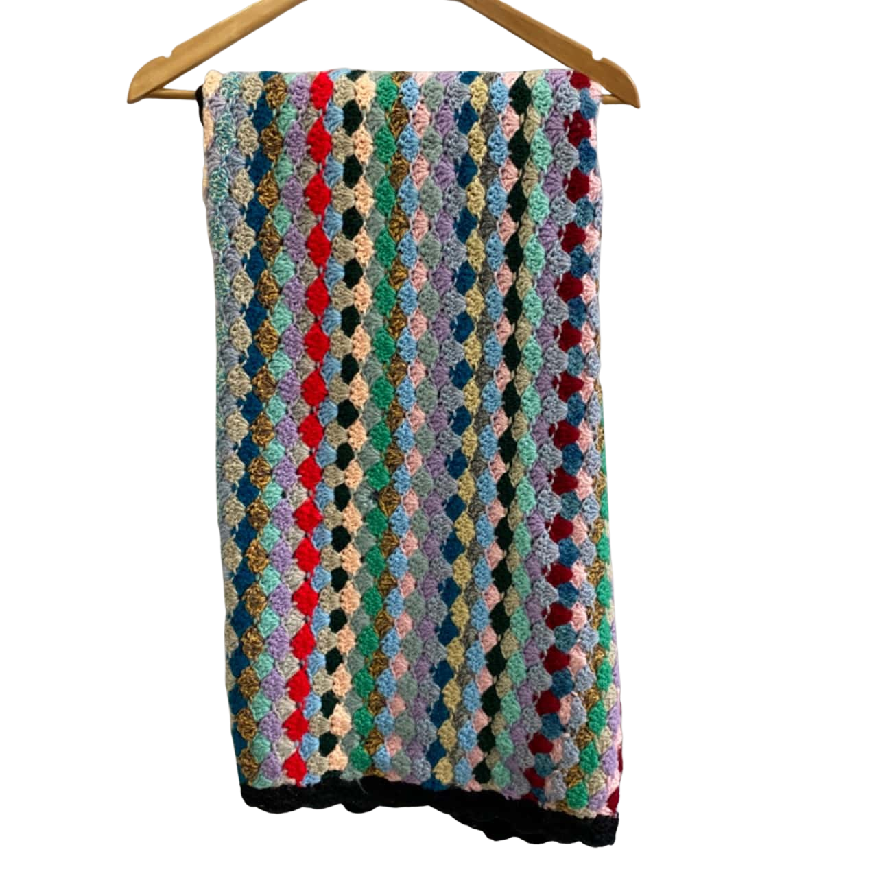 Handmade Rectangular Crochet Blanket/Throw Multicoloured 130cm by 120cm