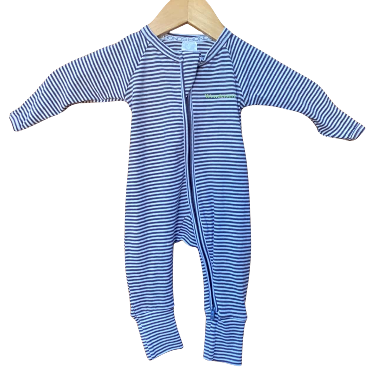 Bonds Dark Grey/White Striped Onesie Size 0-3M(s)
