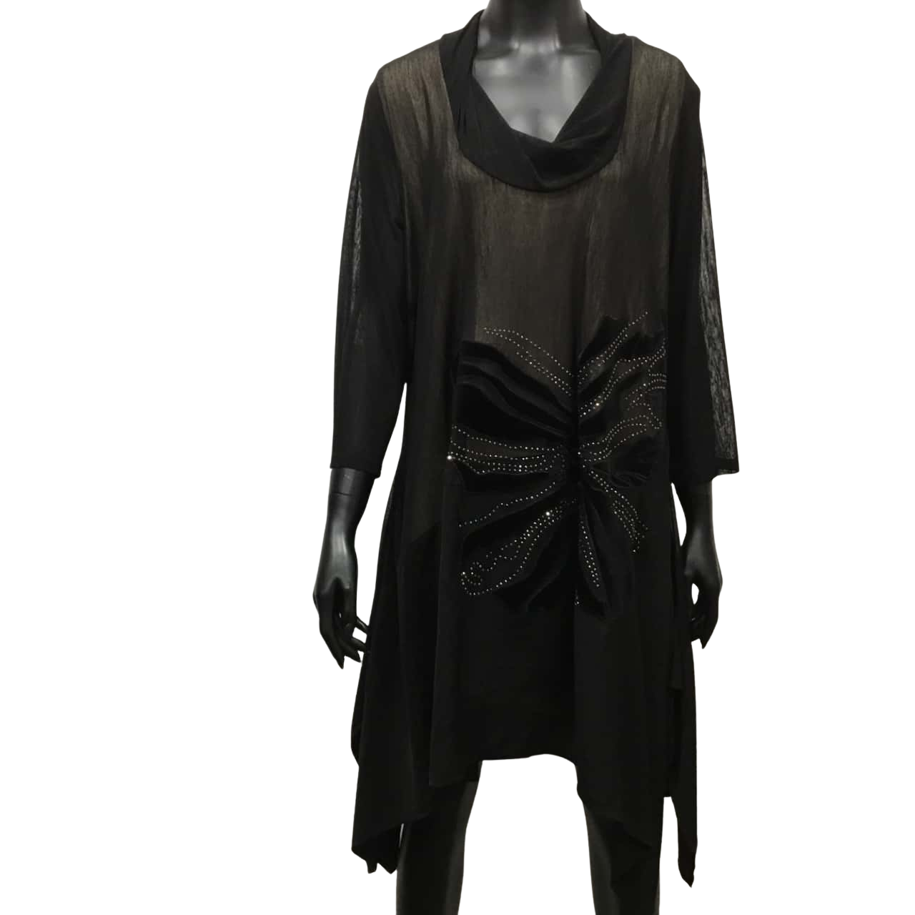 TS Black Patterned Dress Size XS