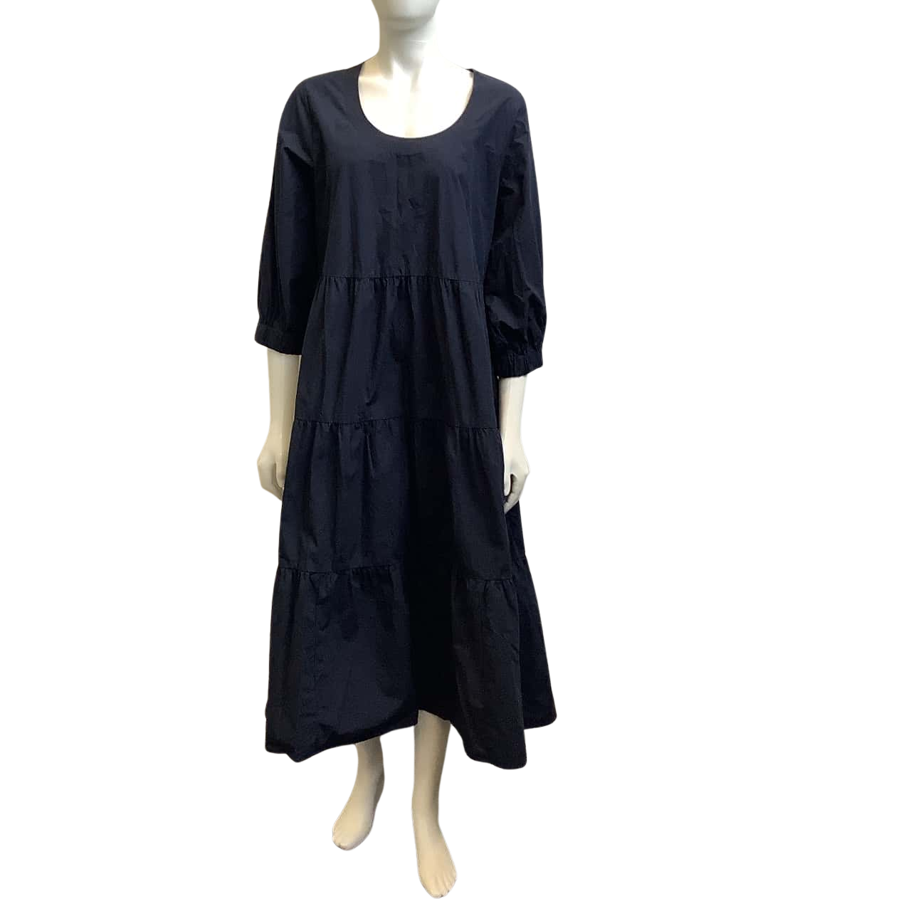 Commonry Womens Size 12 Tiered Midi Dress Navy(s)