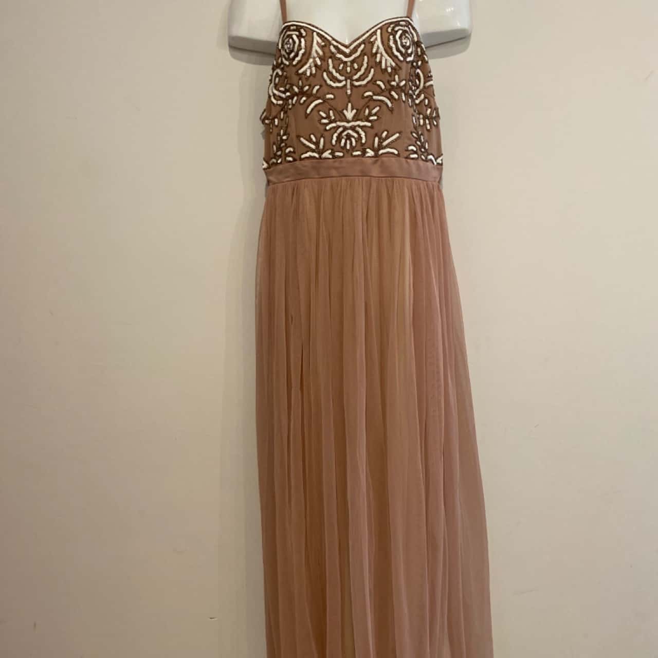 Maya Petite Womens Size 12 Formal Dress Neutral/ Pattern