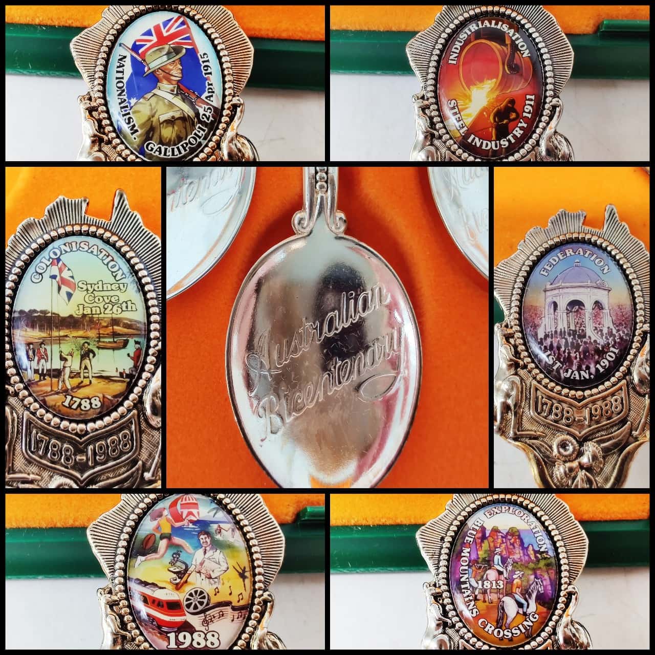 The Australian Bicentennial Spoon Collection 1788-1988 - 6 Silver ...