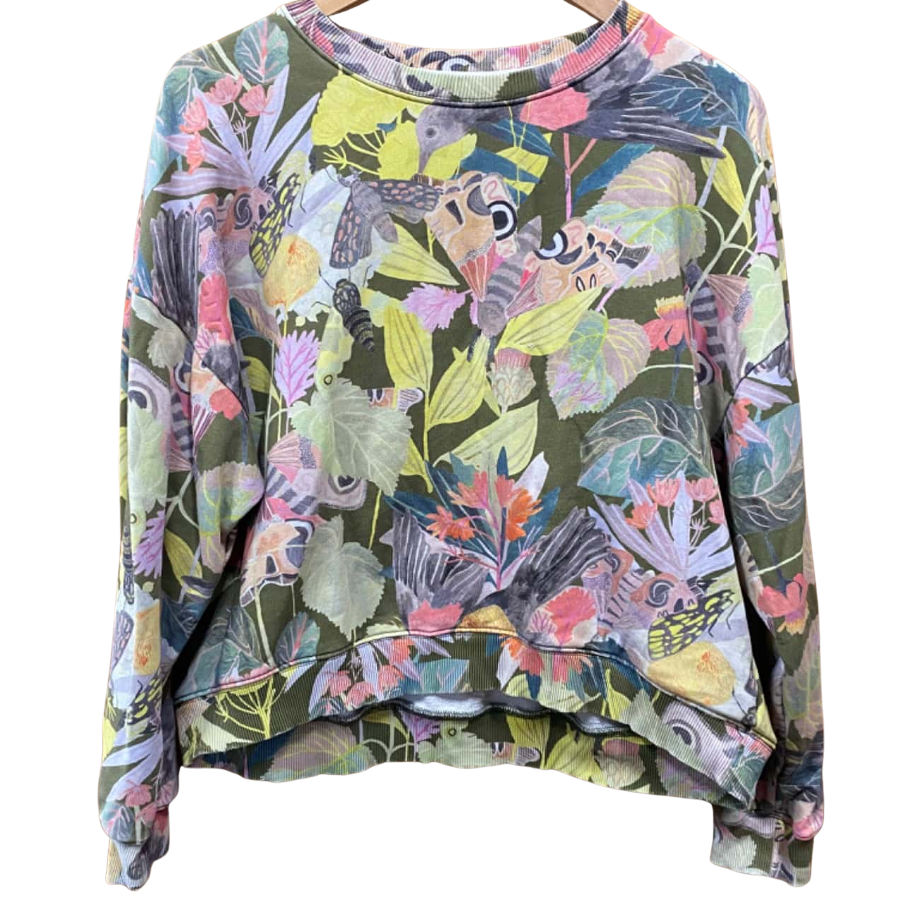 Gorman Green Moths Print Sweater Size M(s)