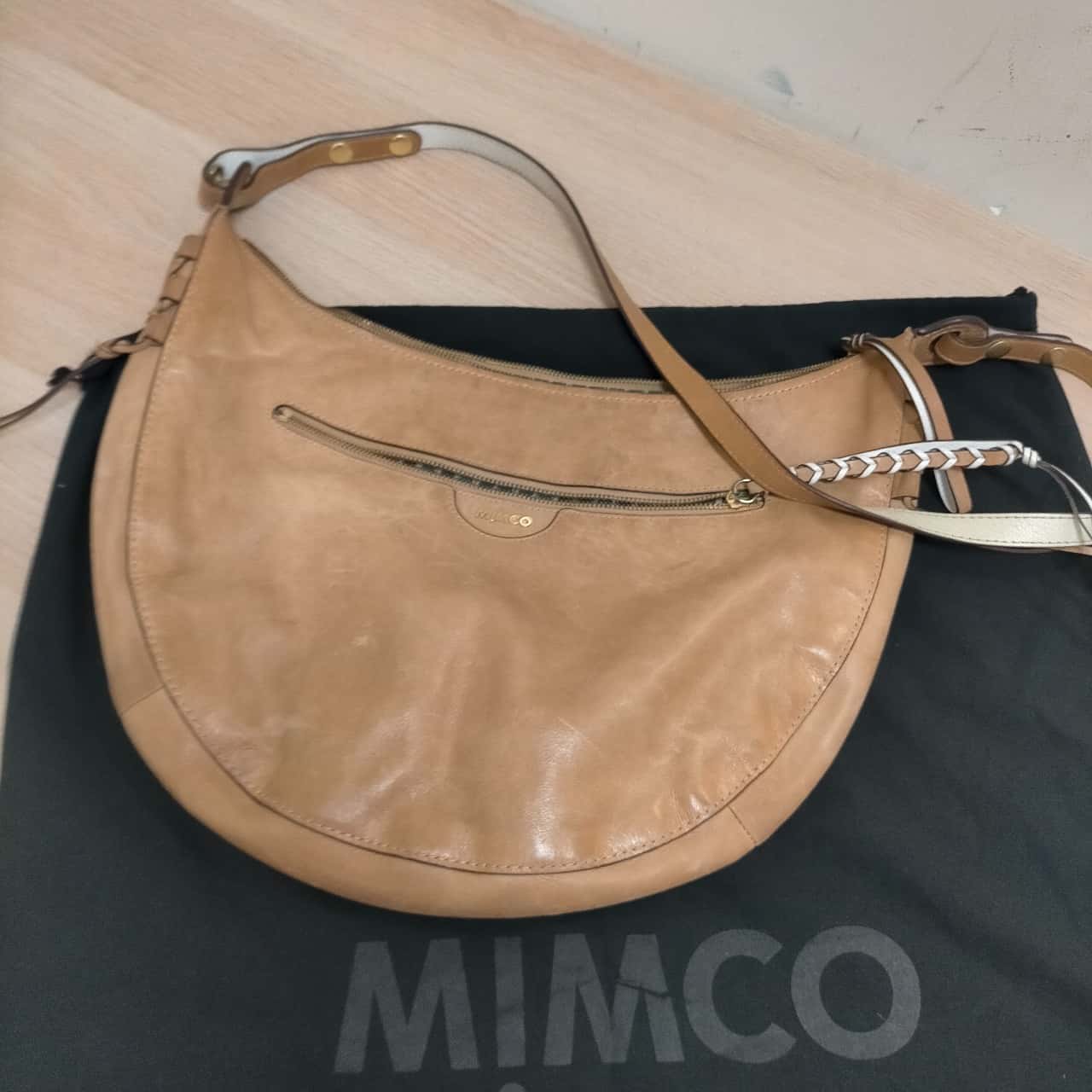 Mimco Large Beige Leather Handbag GUC(s)