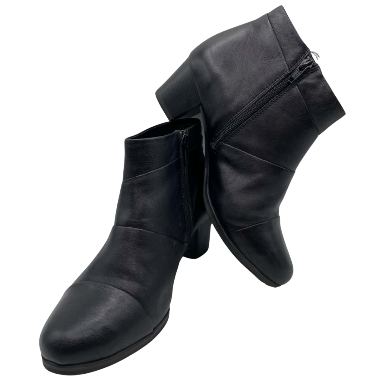 Wide Steps Womens Black Leather Boots Size 8.5 (s)