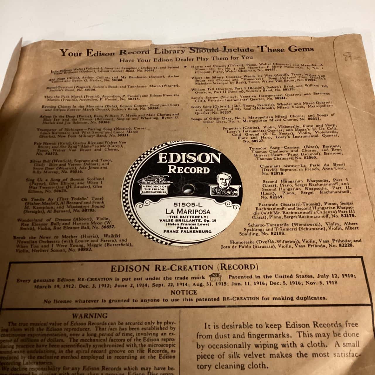 Edison Record Phonograph Record