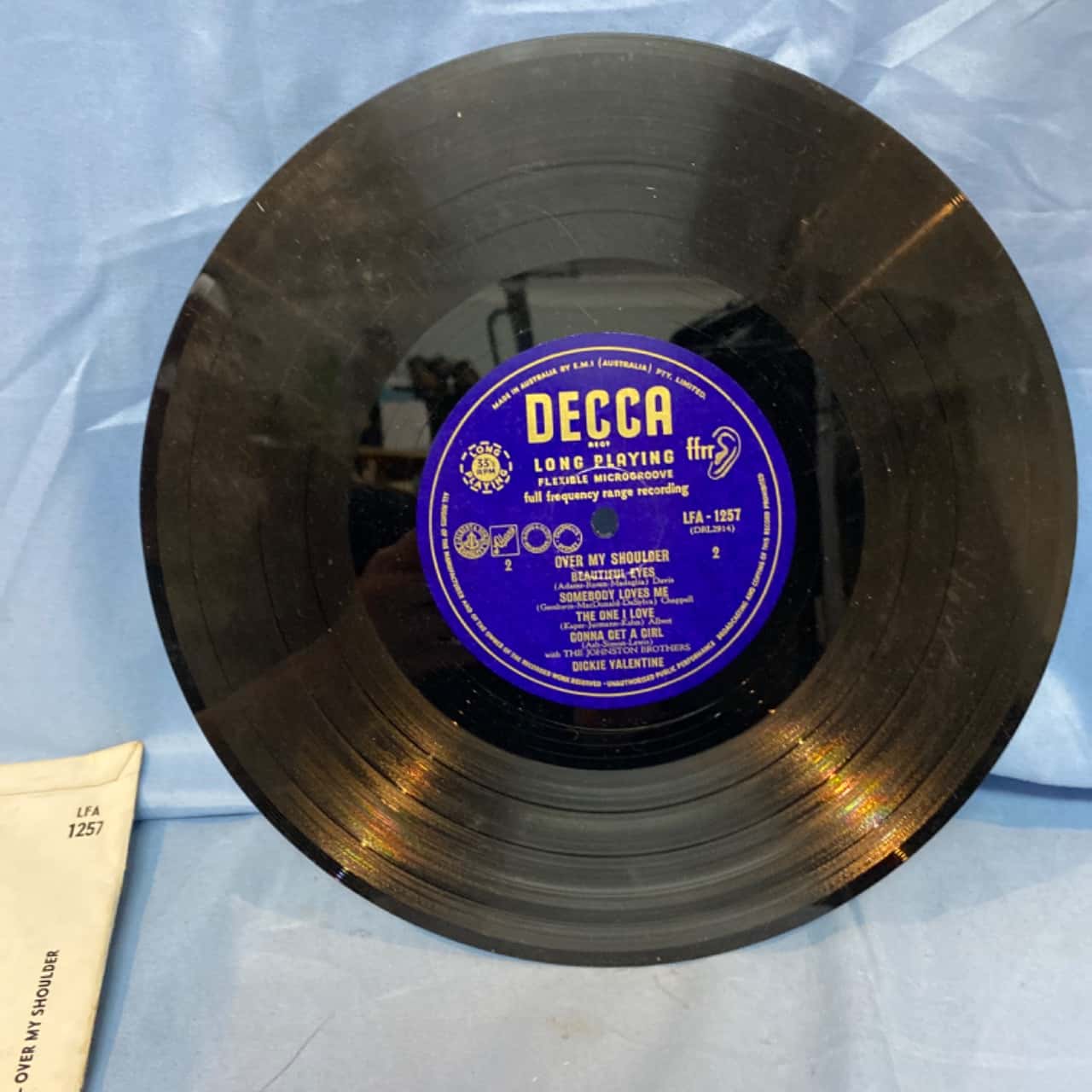 Decca Record ‘Over My Shoulder’ Dickie Valentine Vinyl Record