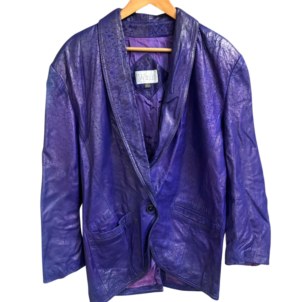 ‘Winlit’ vintage 80’s Leather Jacket - Purple (s)