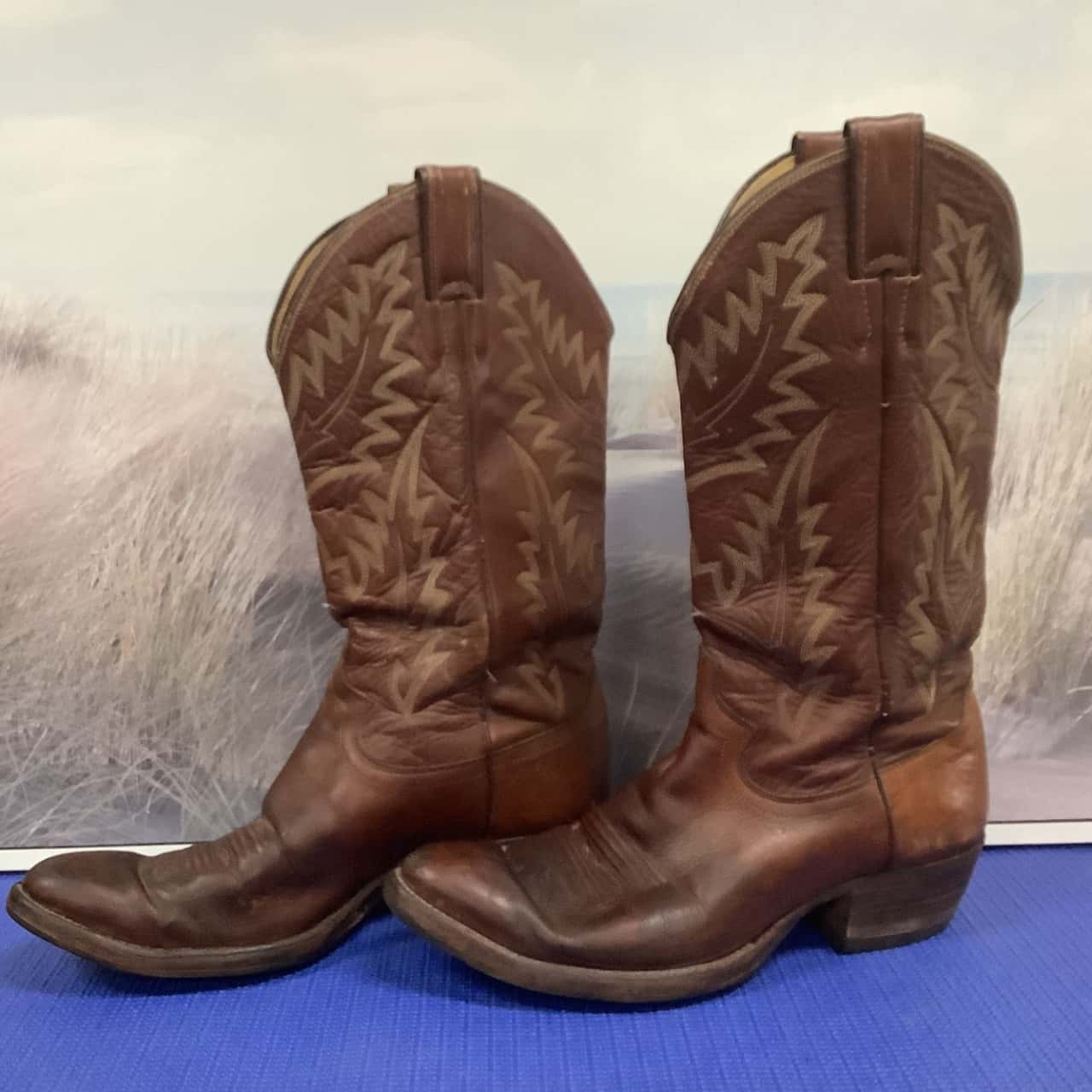 Vintage Leather Cowboy Boots Size 8D Brown