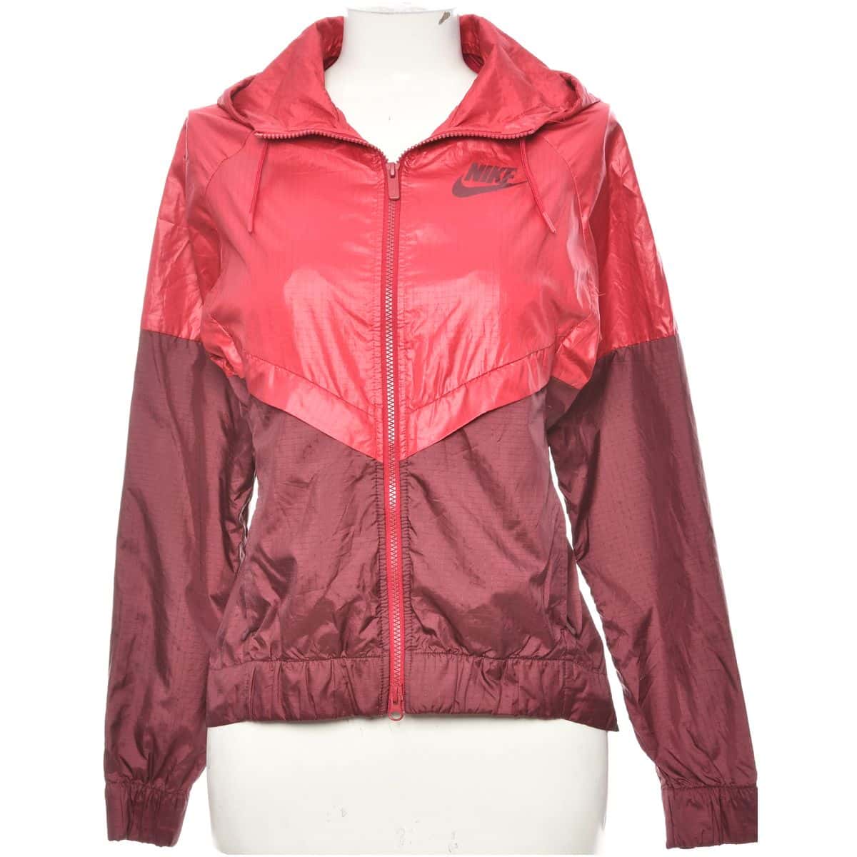 Nike Womens Size S Two Tone Hooded Windbreaker Red/Maroon
