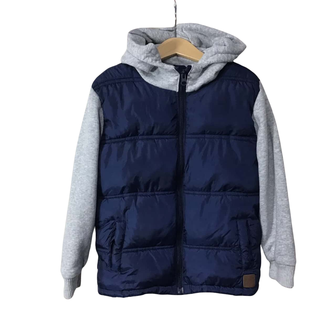 Target Kids Size 7 Grey / Navy Blue Front Zip Hooded Jacket