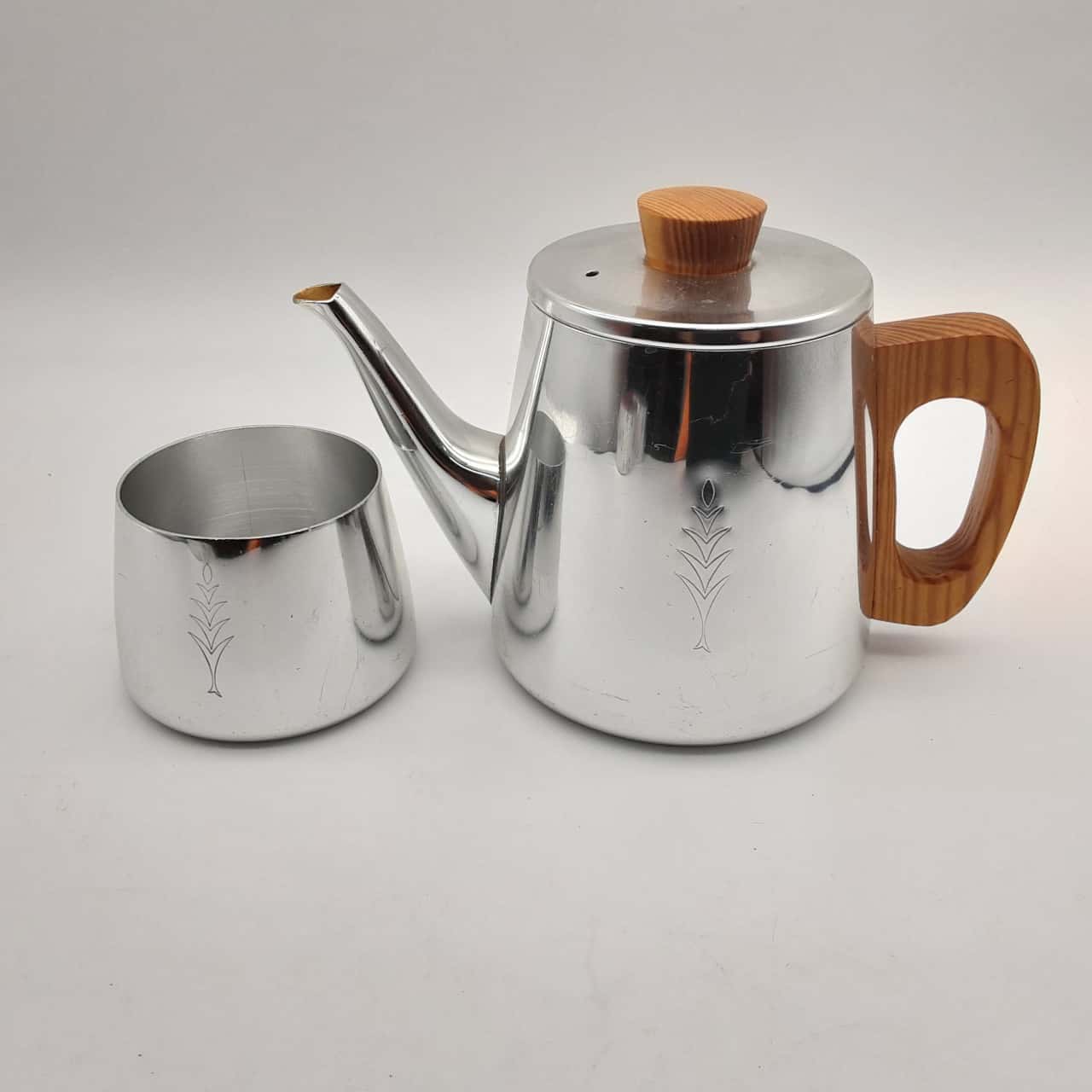 Vintage Retro Sona Metal & Teak Coffee Pot & Sugar Bowl(s)