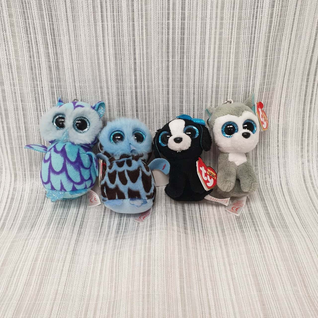 TY Beanie Boos 4 Cute Little Keyring Animal Owls & Puppies (Oscar ...