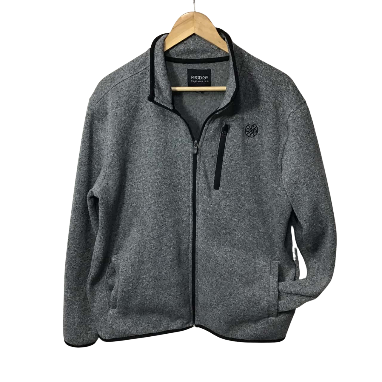Prodigy Mens Size M Black / Grey / White Fleck Front Zipper Knit Jacket