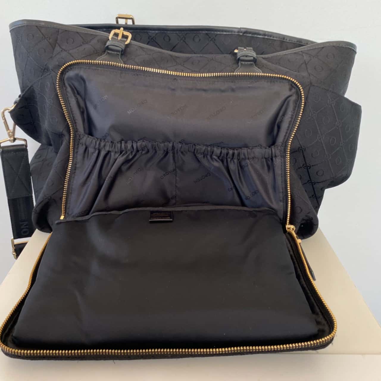 Oroton Black Canvas Nappy Bag(s)
