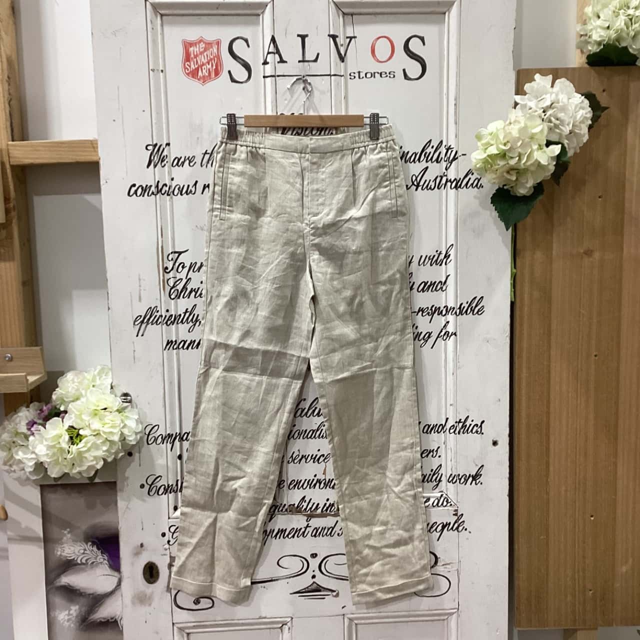 Seed Heritage Brand! BNWT RRP $69.00!! LINEN PANT! COLOUR COOLSTONE!! Kids Size 14 Pants Beige (s)