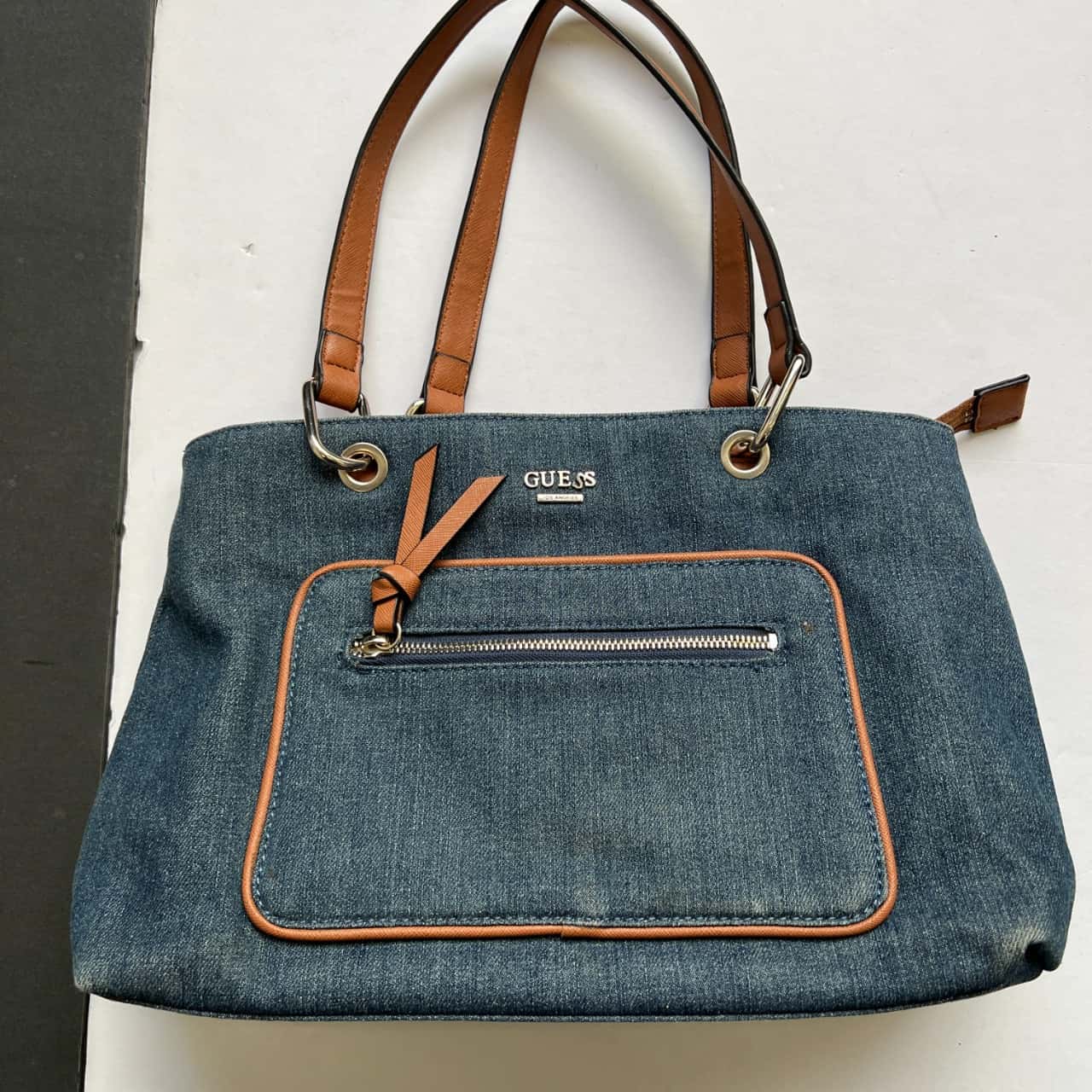 Guess Womens Denim Shoulder Bag Blue (s)