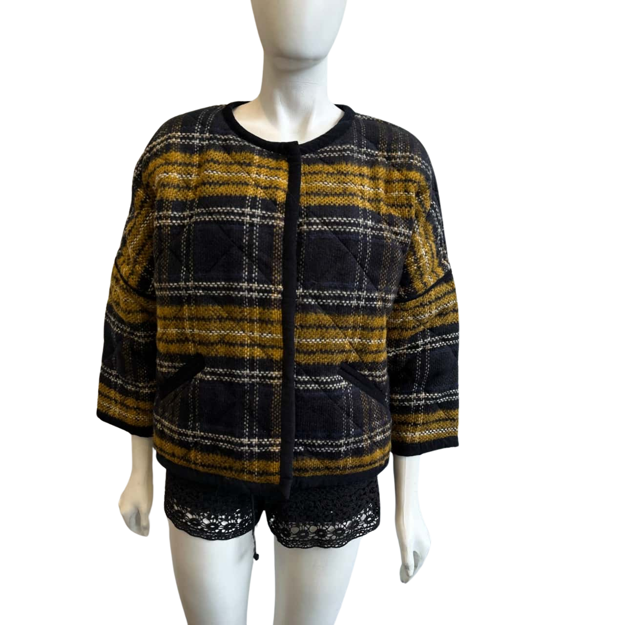 Gorman Women's Size L Wool Blend Quilted Winter Coat Checked(s)