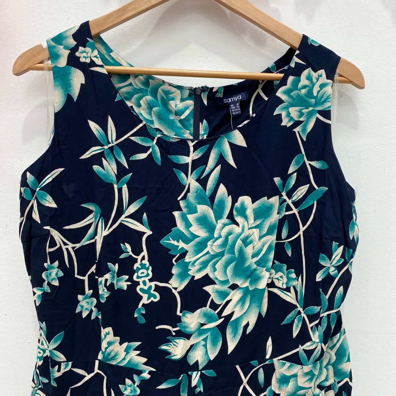 Samya Womens Sleeveless Midi Dress Size 18 Floral / Navy Blue