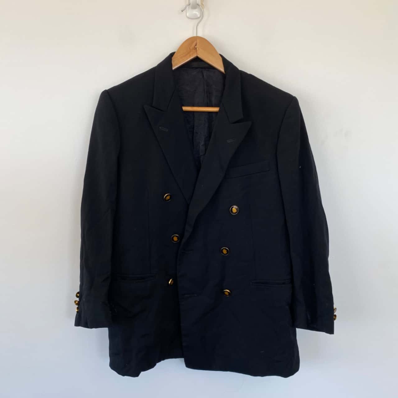 Black All New Wool Gold Button Blazer Size 10