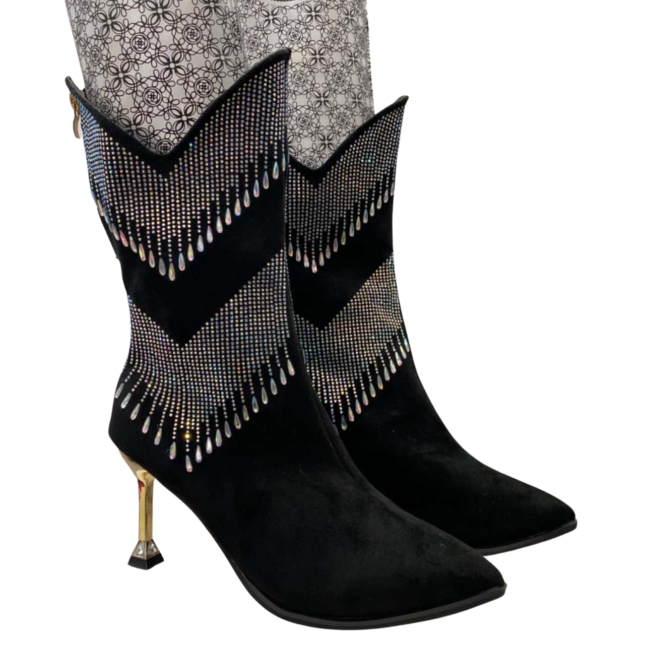 Women's Size 39 Black Bedazzled Boots(s)