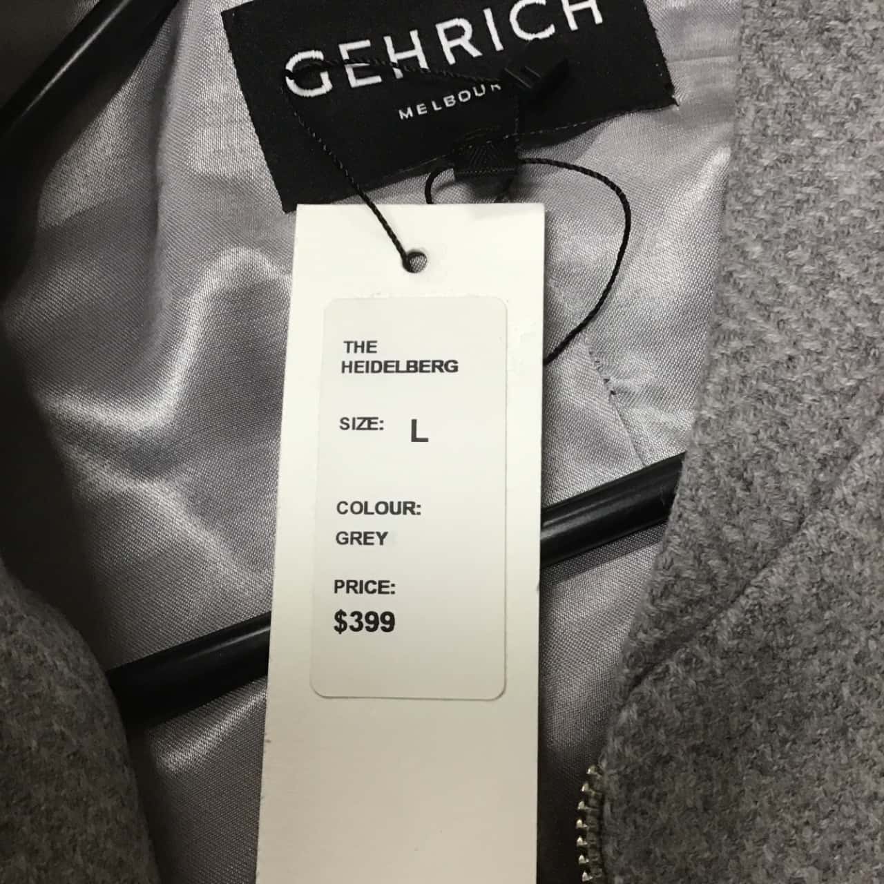 Mens , Gehrich Grey Jacket , Size L Front Zipper (s)