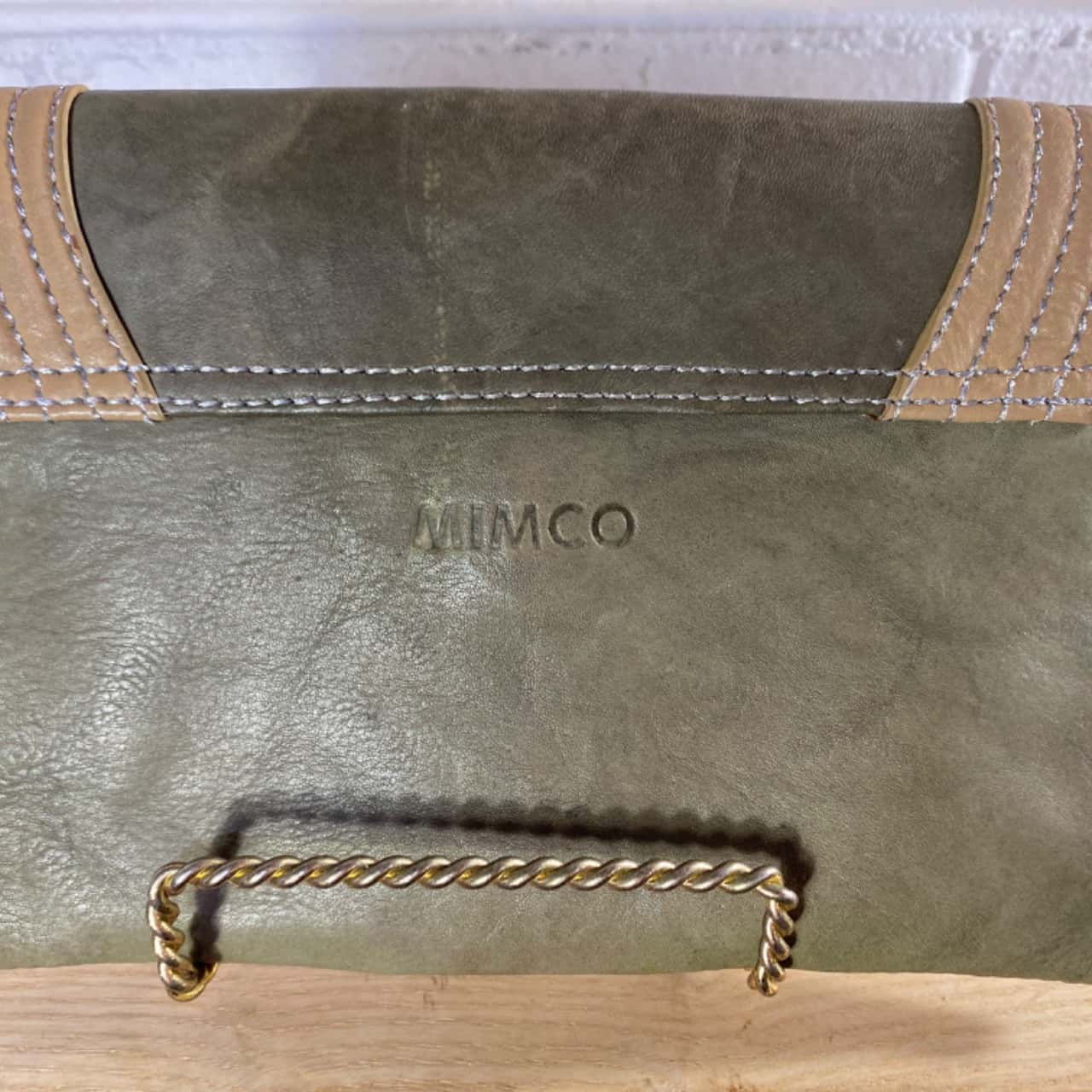 Mimco Womens Leather Purse Beige / Grey / Pattern (s)