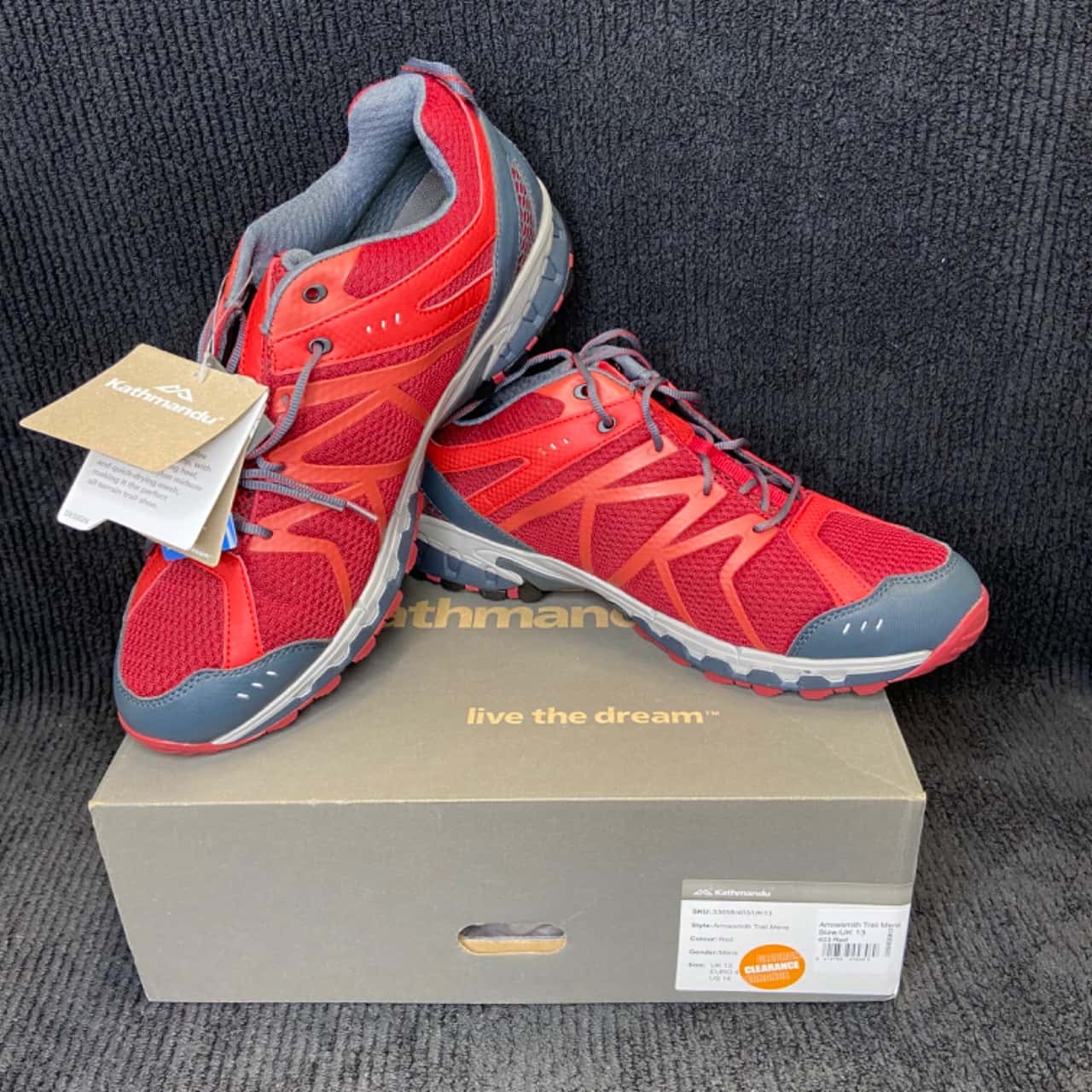 Kathmandu Mens Size 13UK Red Arrowsmith Trail Shoes BNWT Boxed(s)