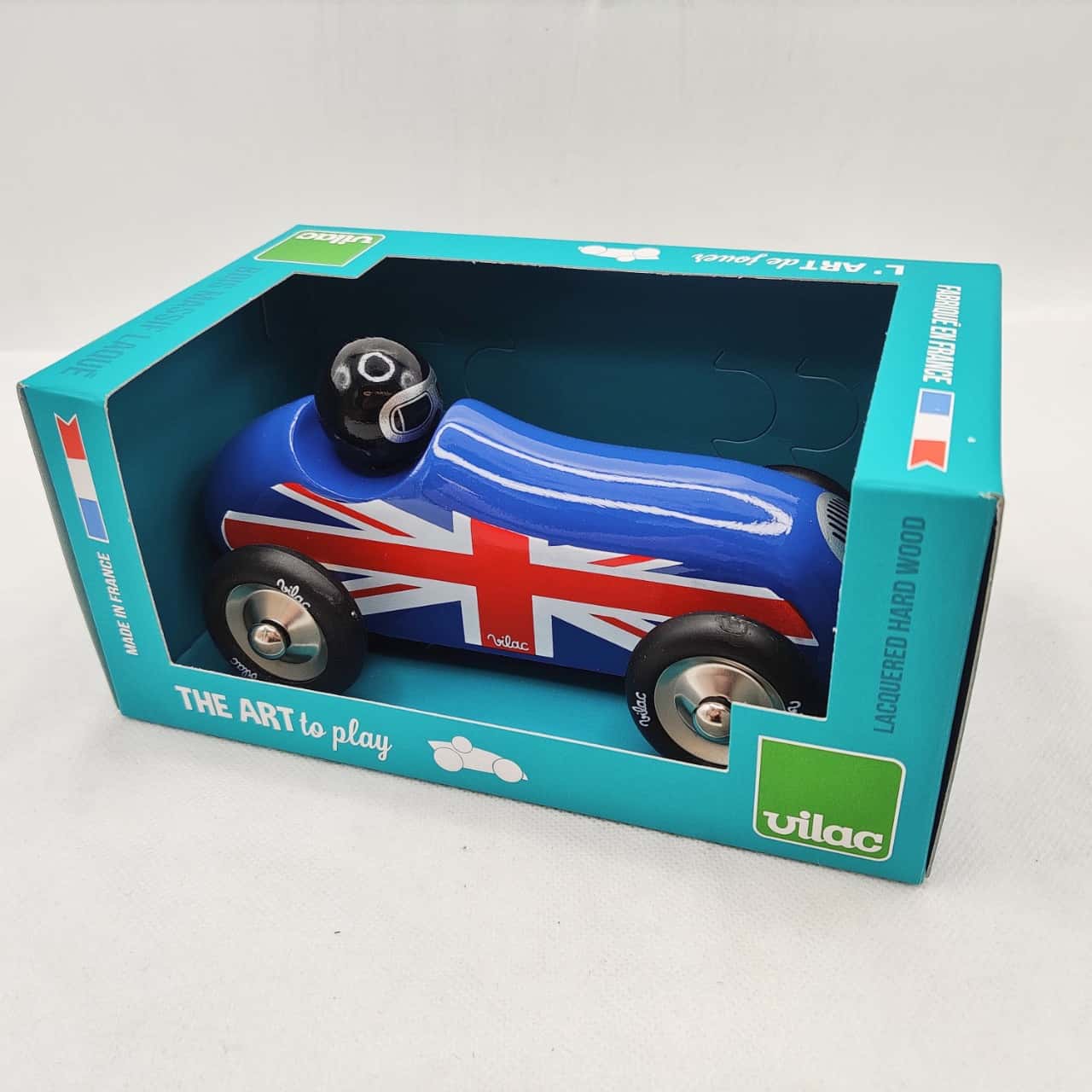 Vilac Old Sport Blue Union Jack Racing Car L'Art De Jouer