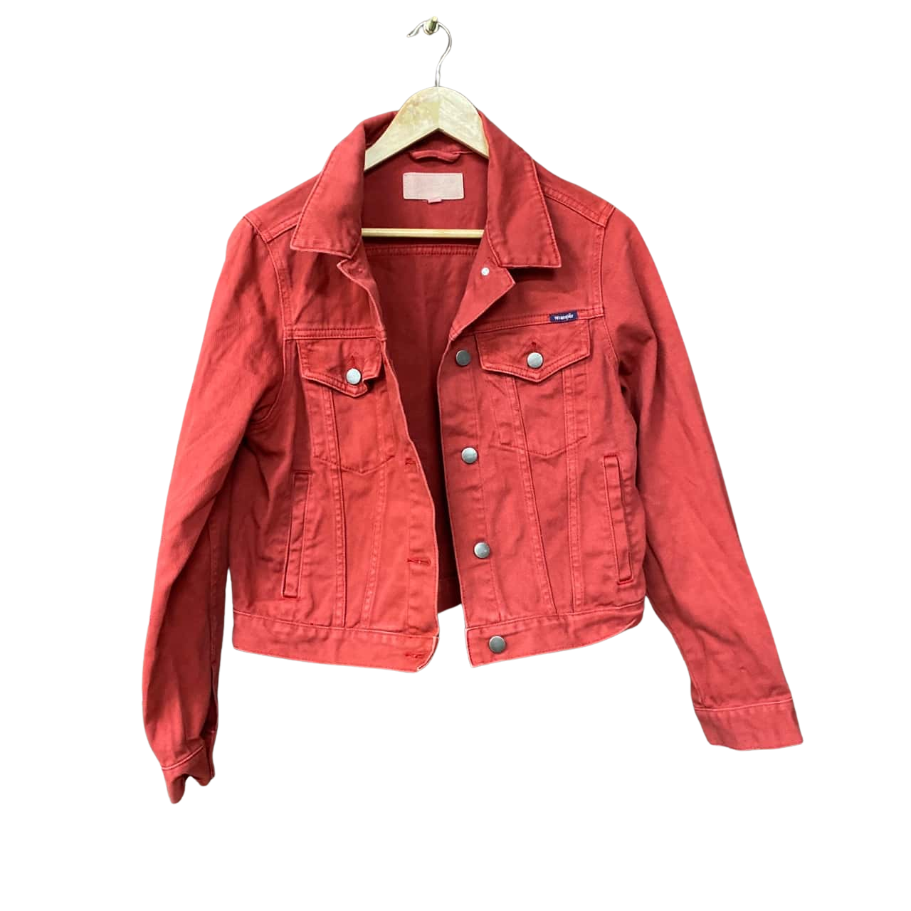 Wrangler Womens Cropped Denim Jacket Red size 12