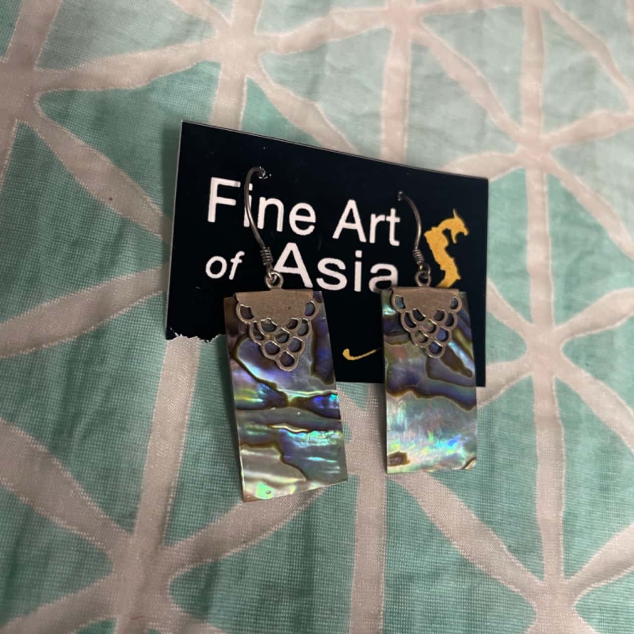 Womens 925 Silver Abolone Shell Dangle Earrings