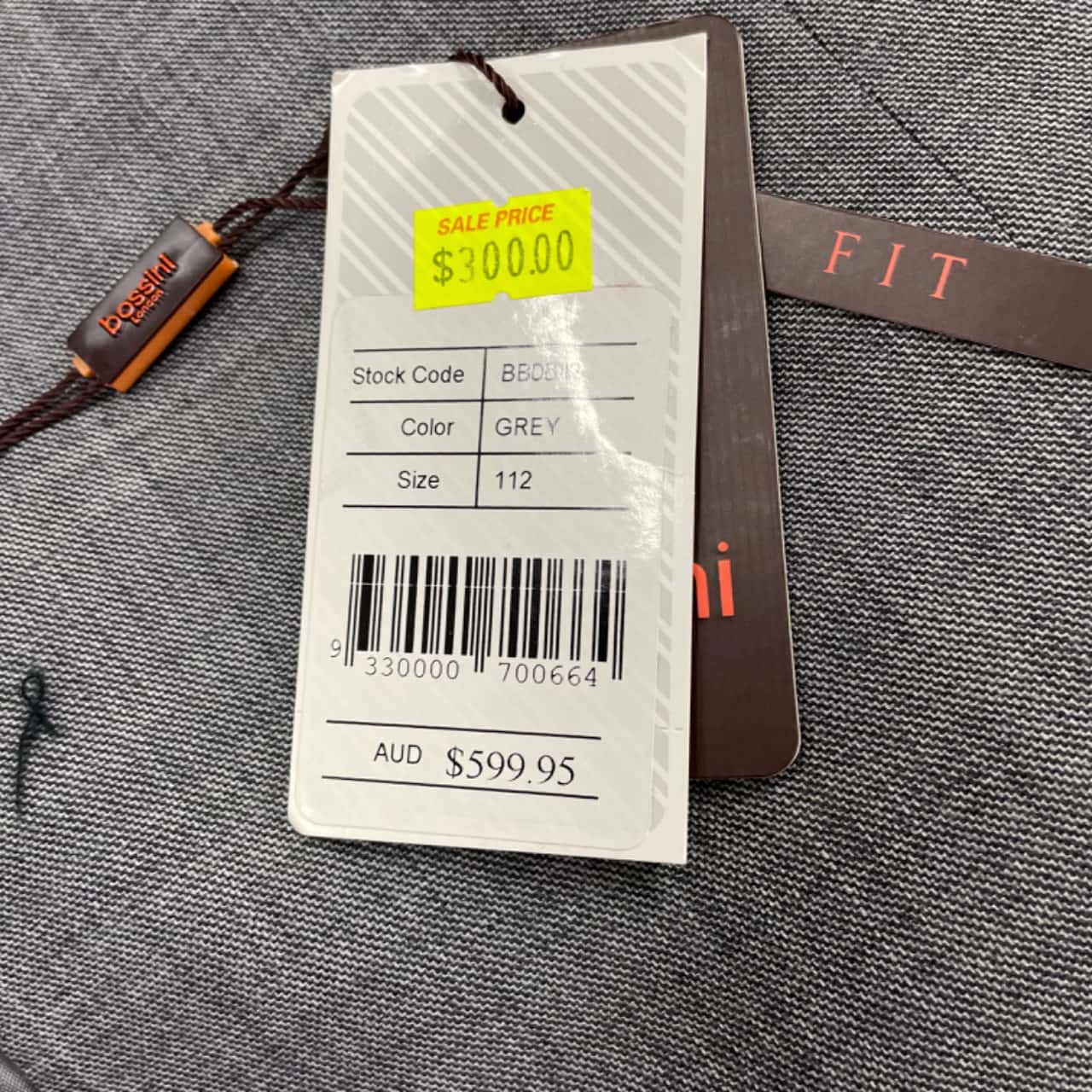 bossini Mens Size 112 / 92 Grey Suit(s)