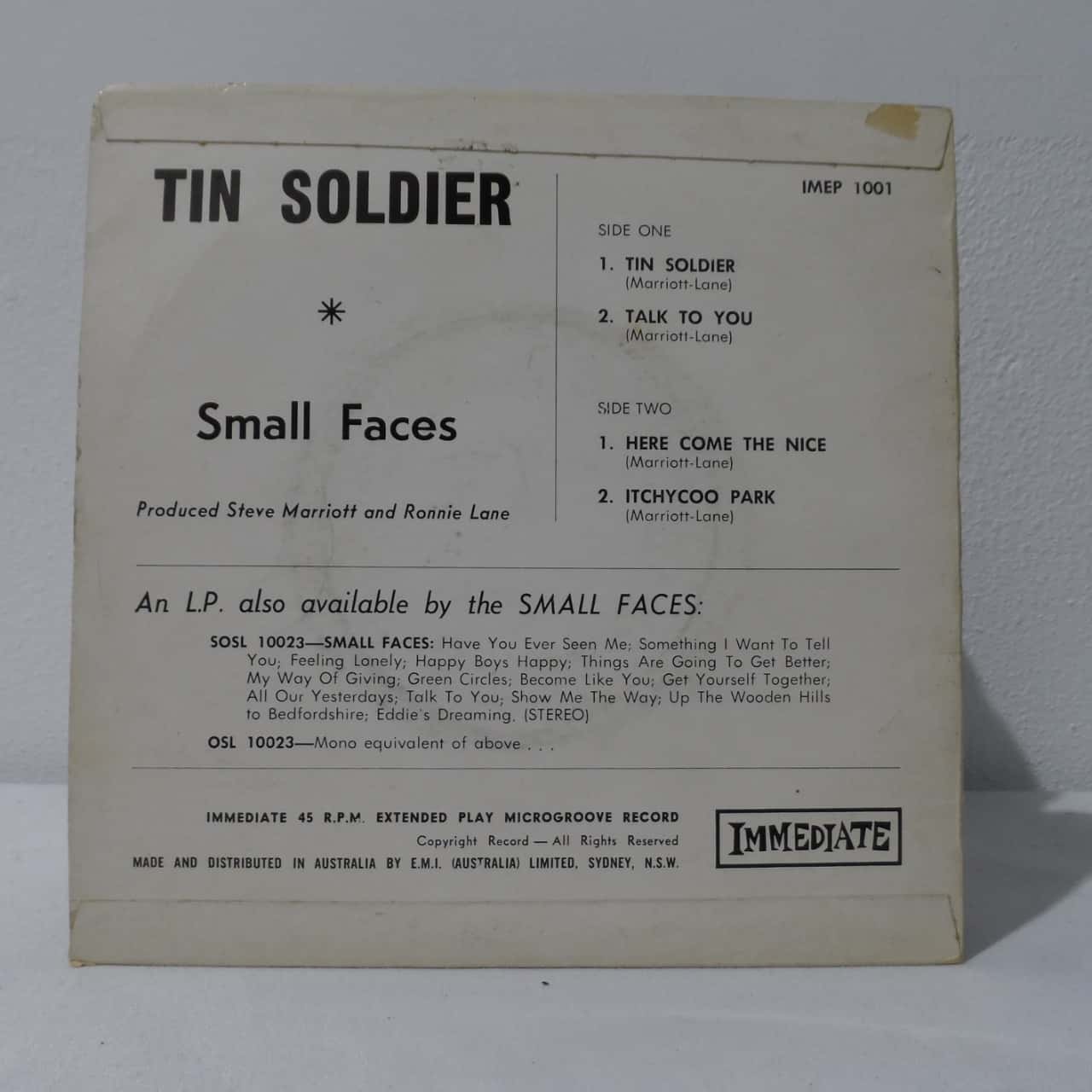 ORIGINAL 1968-vintage "SMALL FACES" Tin Soldier Vinyl record (s)
