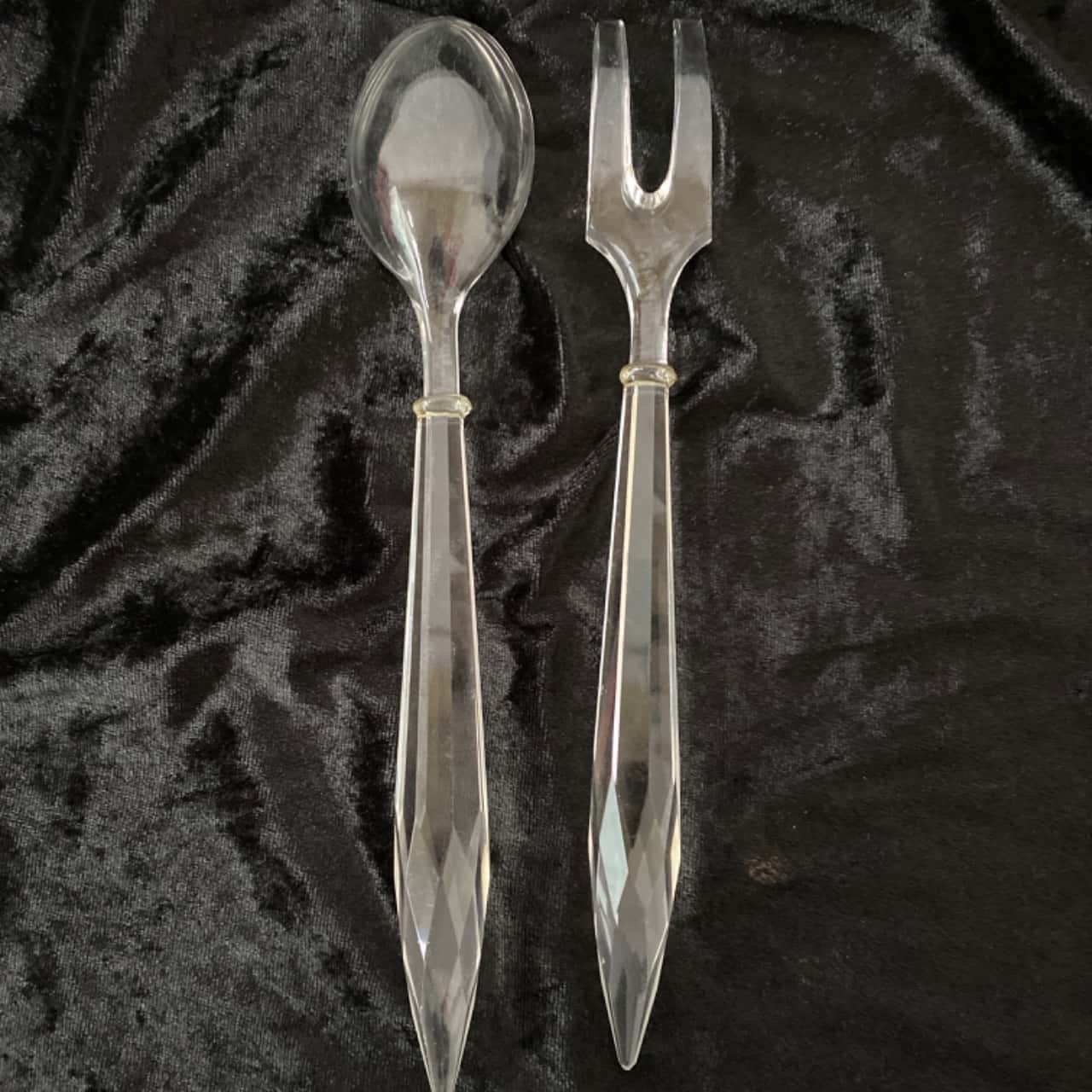 Crystal Salad Servers x 2 Pairs