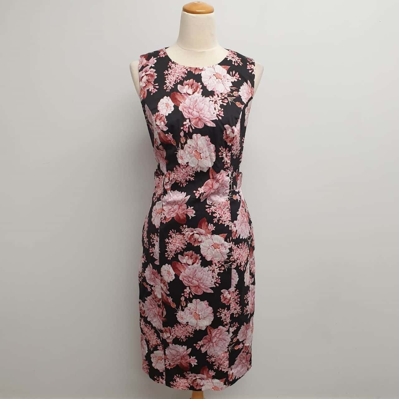 Portmans Elegant Black with Stunning Large Pink Peony Flowers Floral ...